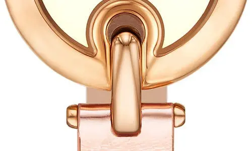 Tory Burch Small Pierced Leather Strap Watch - Rose Gold